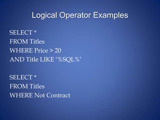 Select Queries | PPTX