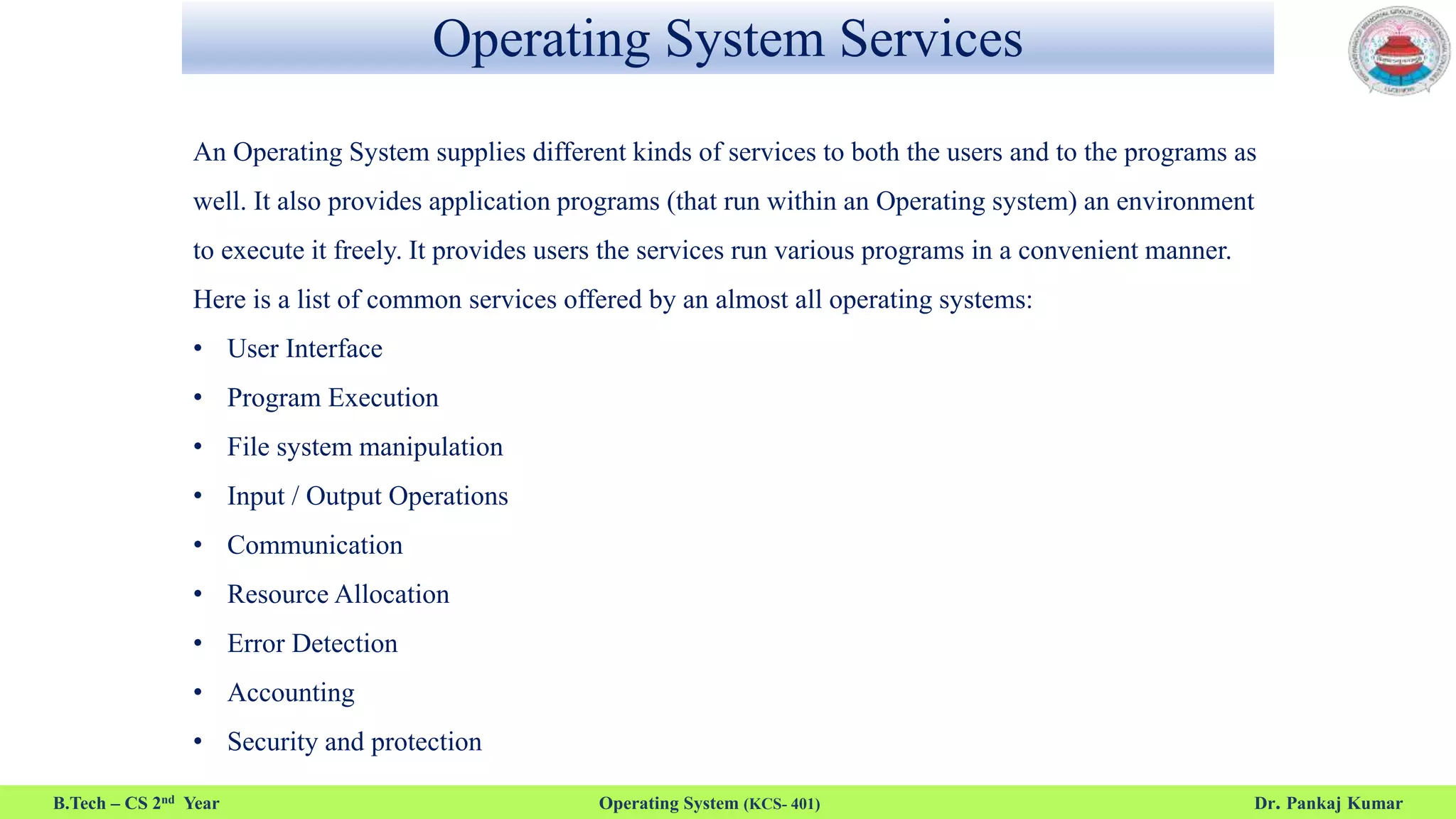 Services of Operating System | PPTX