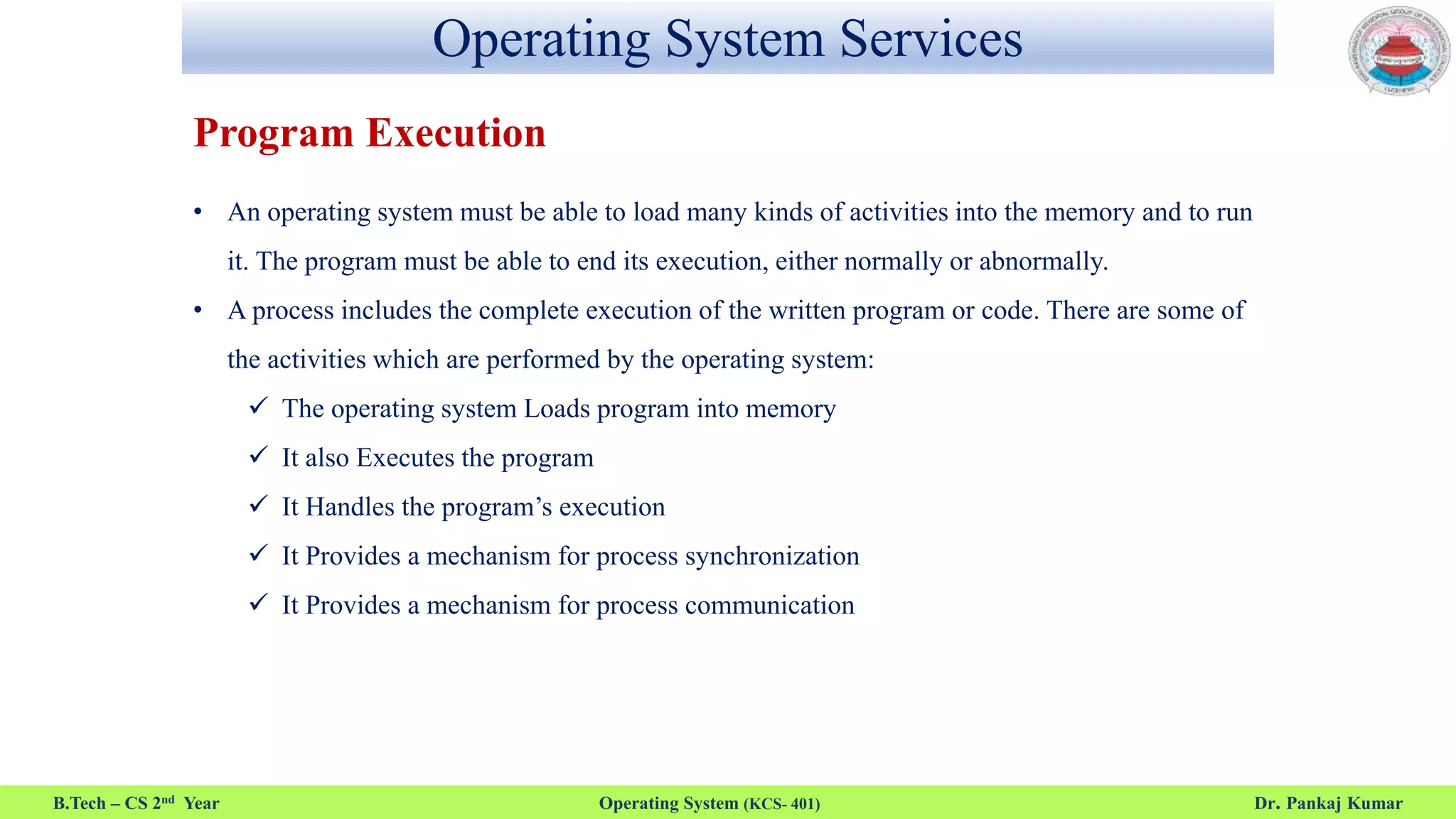 Services of Operating System | PPTX