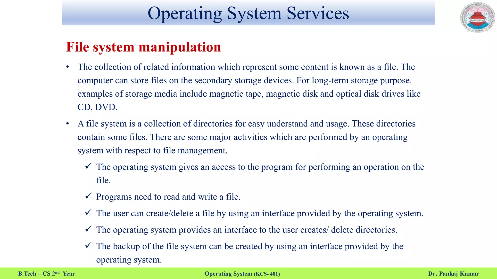 Services of Operating System | PPTX