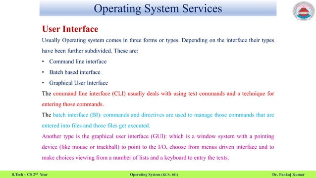 Services of Operating System | PPTX