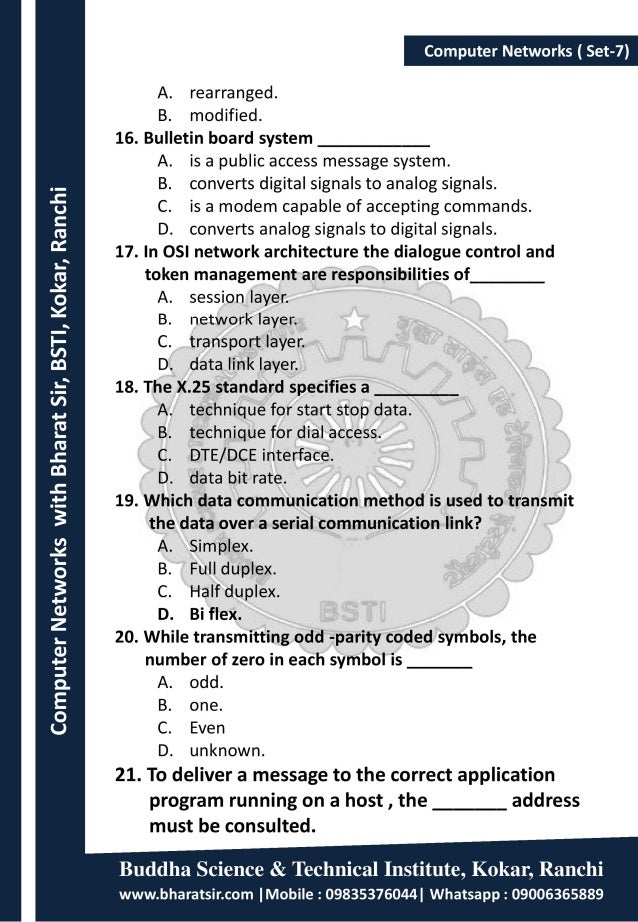 BSTI-BharatSir : Computer Network , Set-7 | PDF