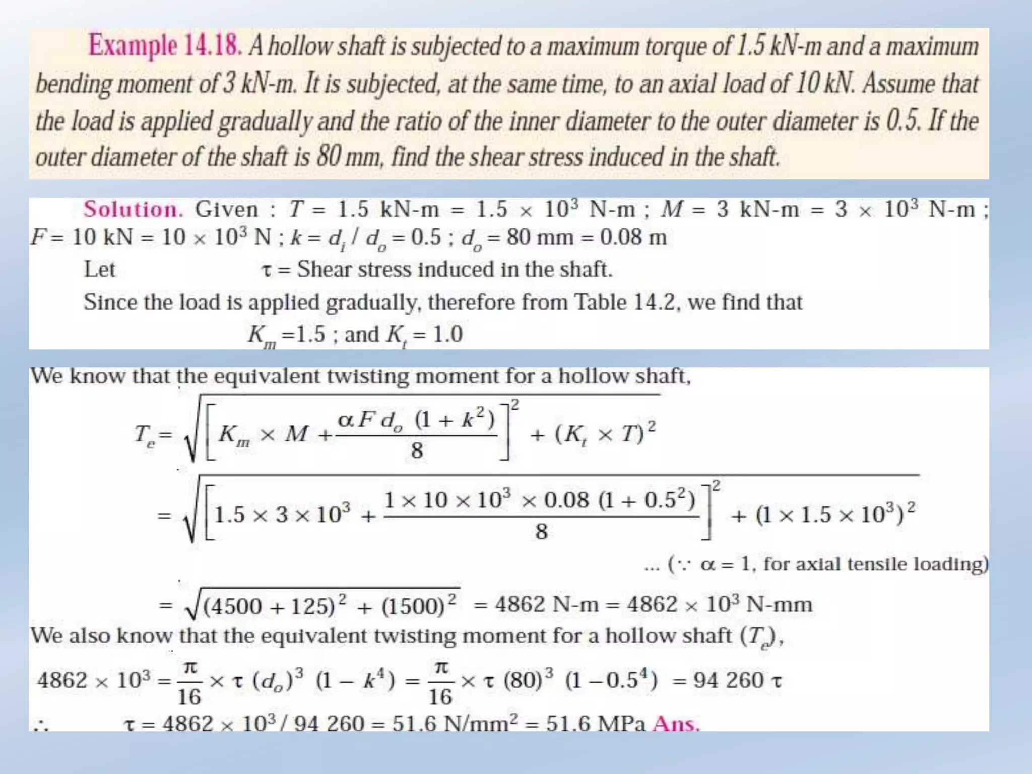 7 shaft shafts subjected to axial load in addition to combined torsion ...