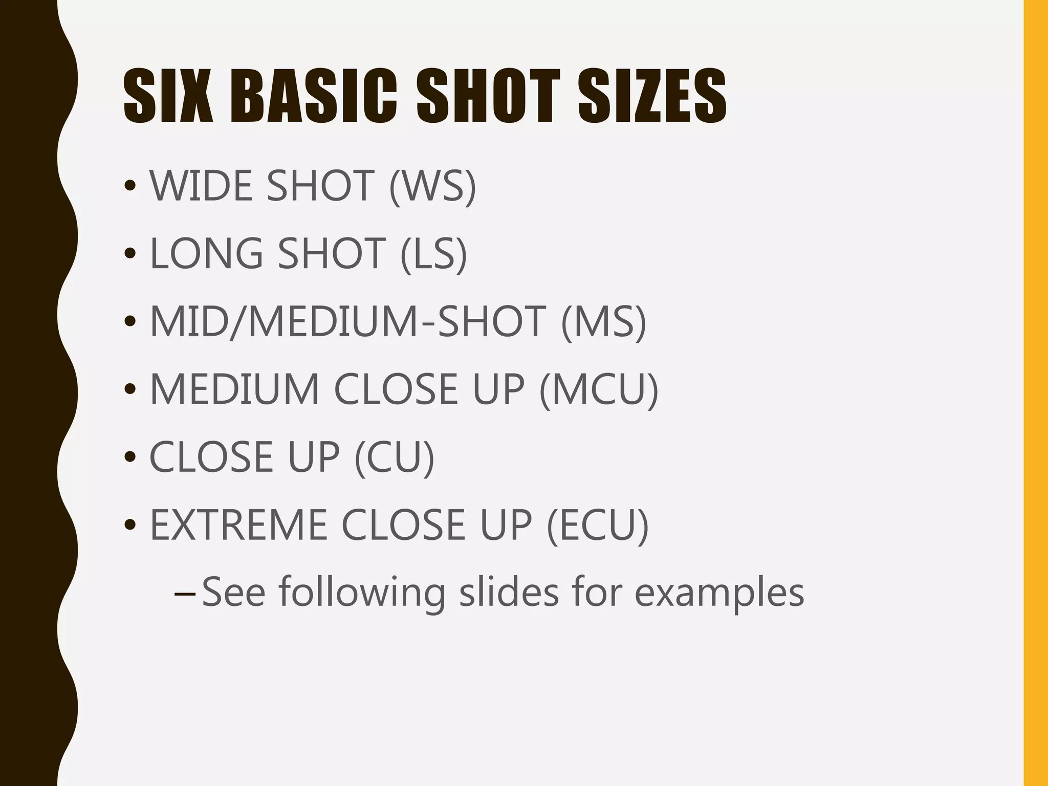 WCC COMM #119-Shot Sizes, Moves, and Framing PowerPoint | PPT