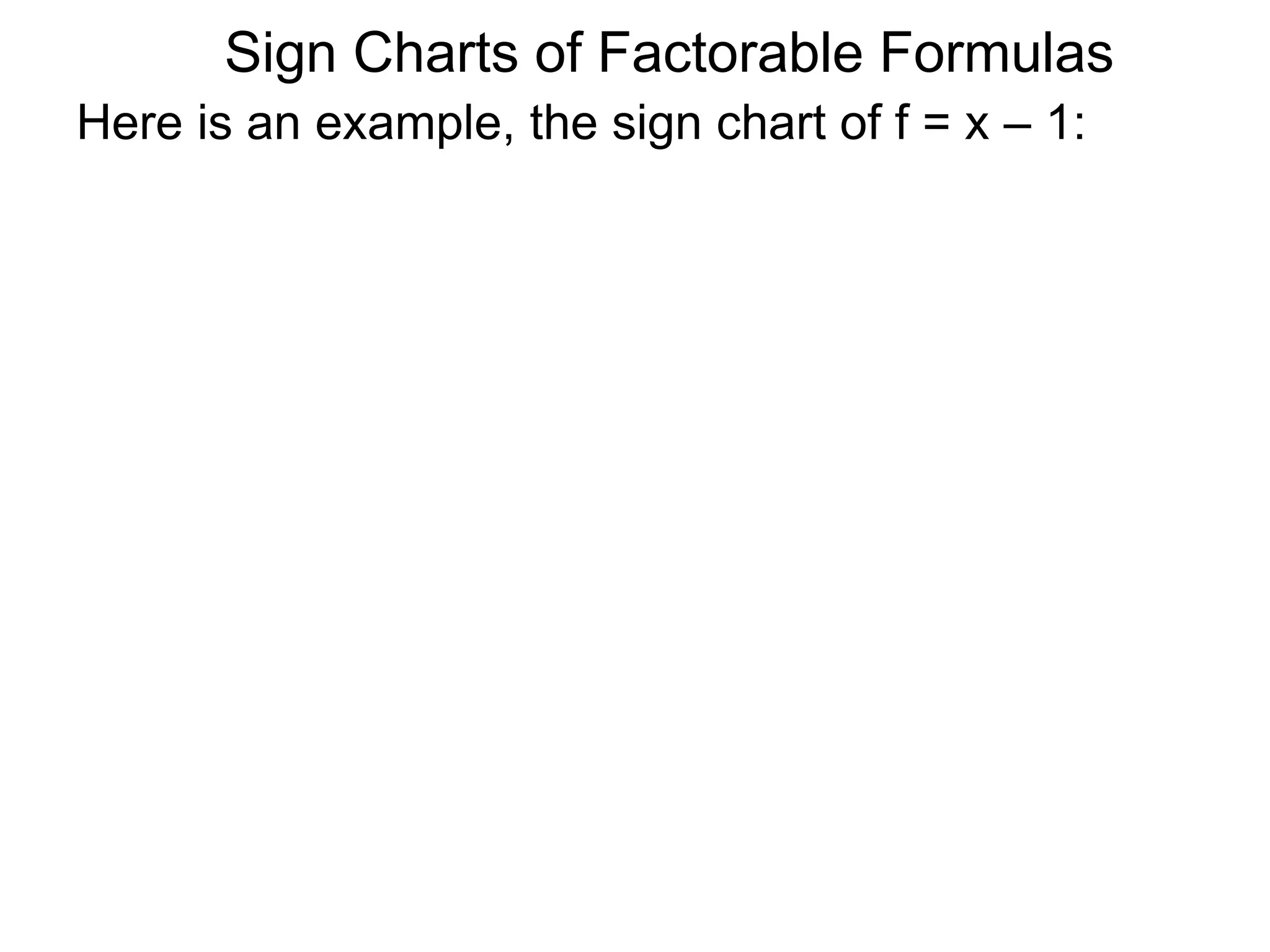 7 sign charts of factorable formulas y | PPT
