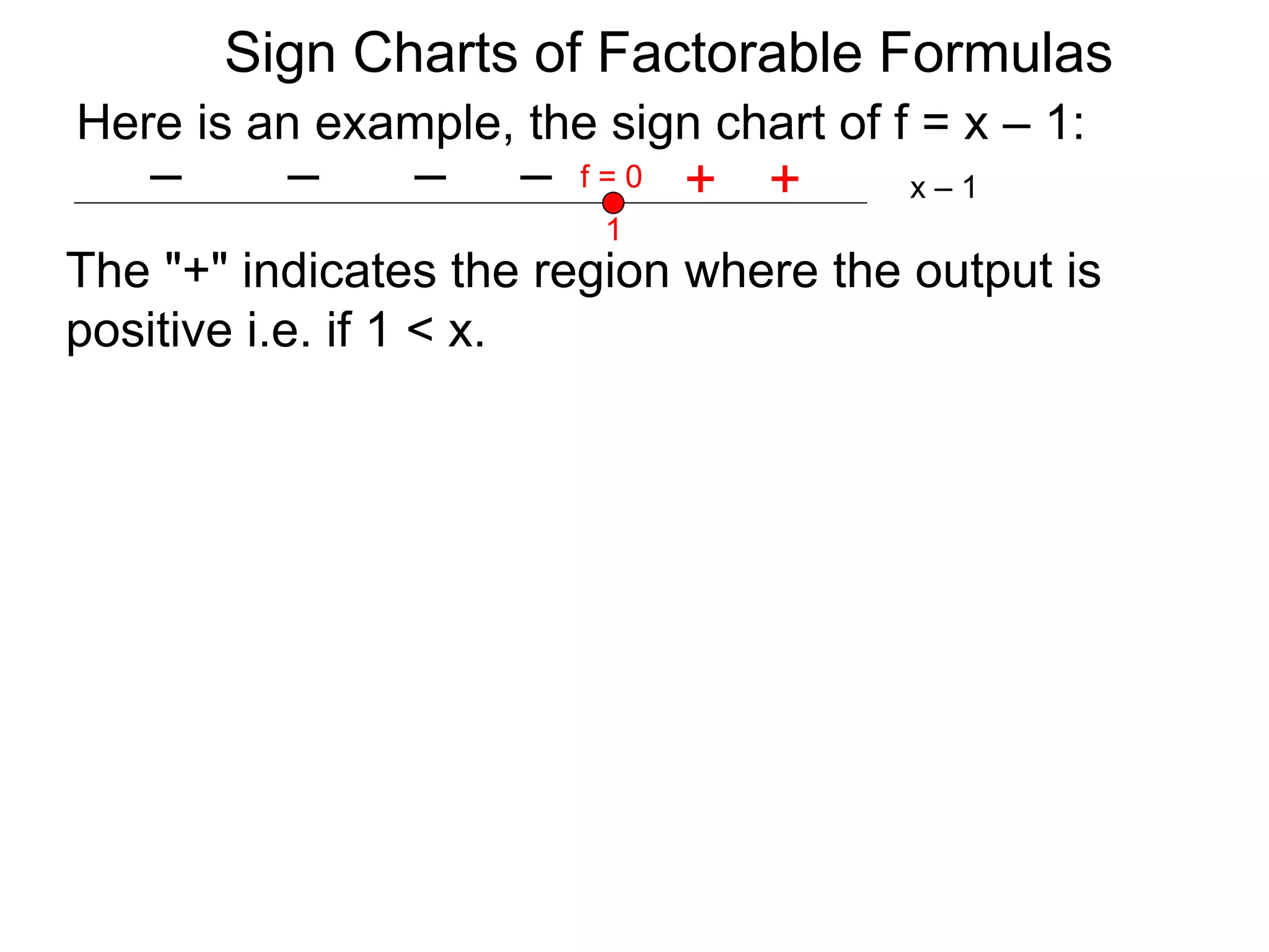 7 sign charts of factorable formulas y | PPT