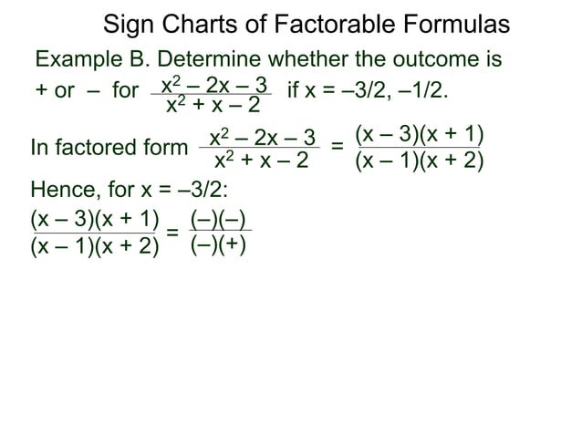 7 sign charts of factorable formulas y | PPT