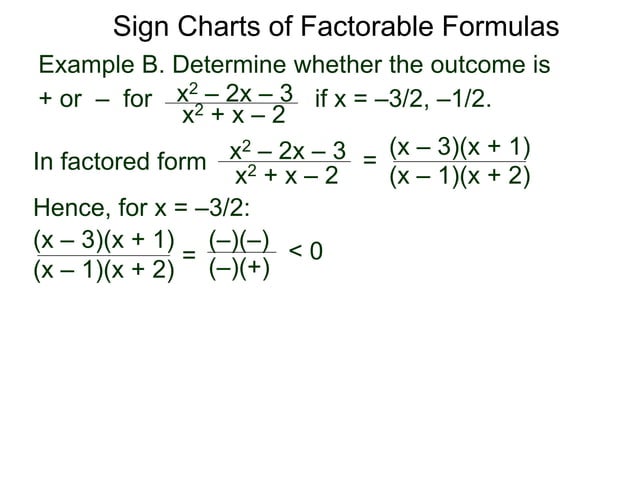 7 sign charts of factorable formulas y | PPT