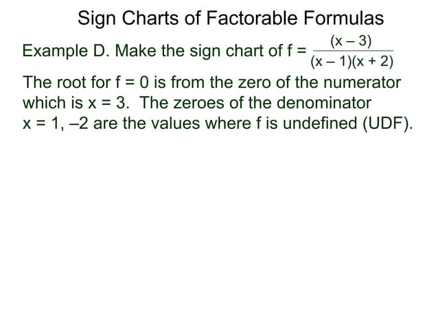 7 sign charts of factorable formulas y | PPT