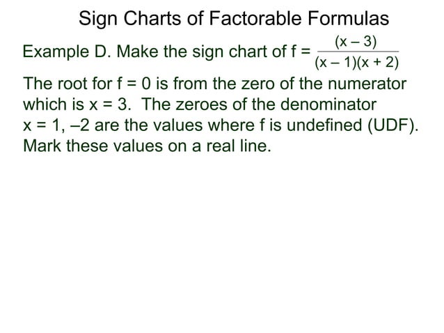 7 sign charts of factorable formulas y | PPT