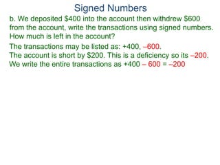 7 signed numbers addition and subtraction | PPTX