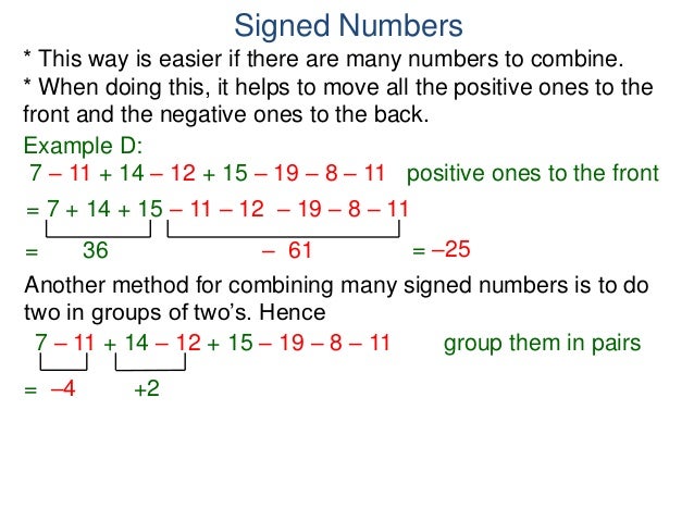 7 signed numbers addition and subtraction