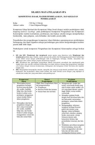 Silabus IPA Kelas 7 Revisi | DOCX