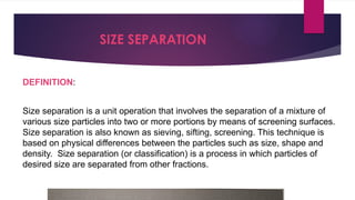 PHARMACEUTICAL ENGINEERING, SIZE SEPARATION, BPHARMACY | PPTX | Physics ...