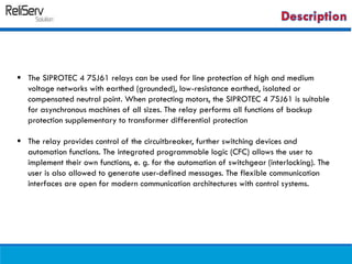 7SJ61 Over Current Relay | PDF