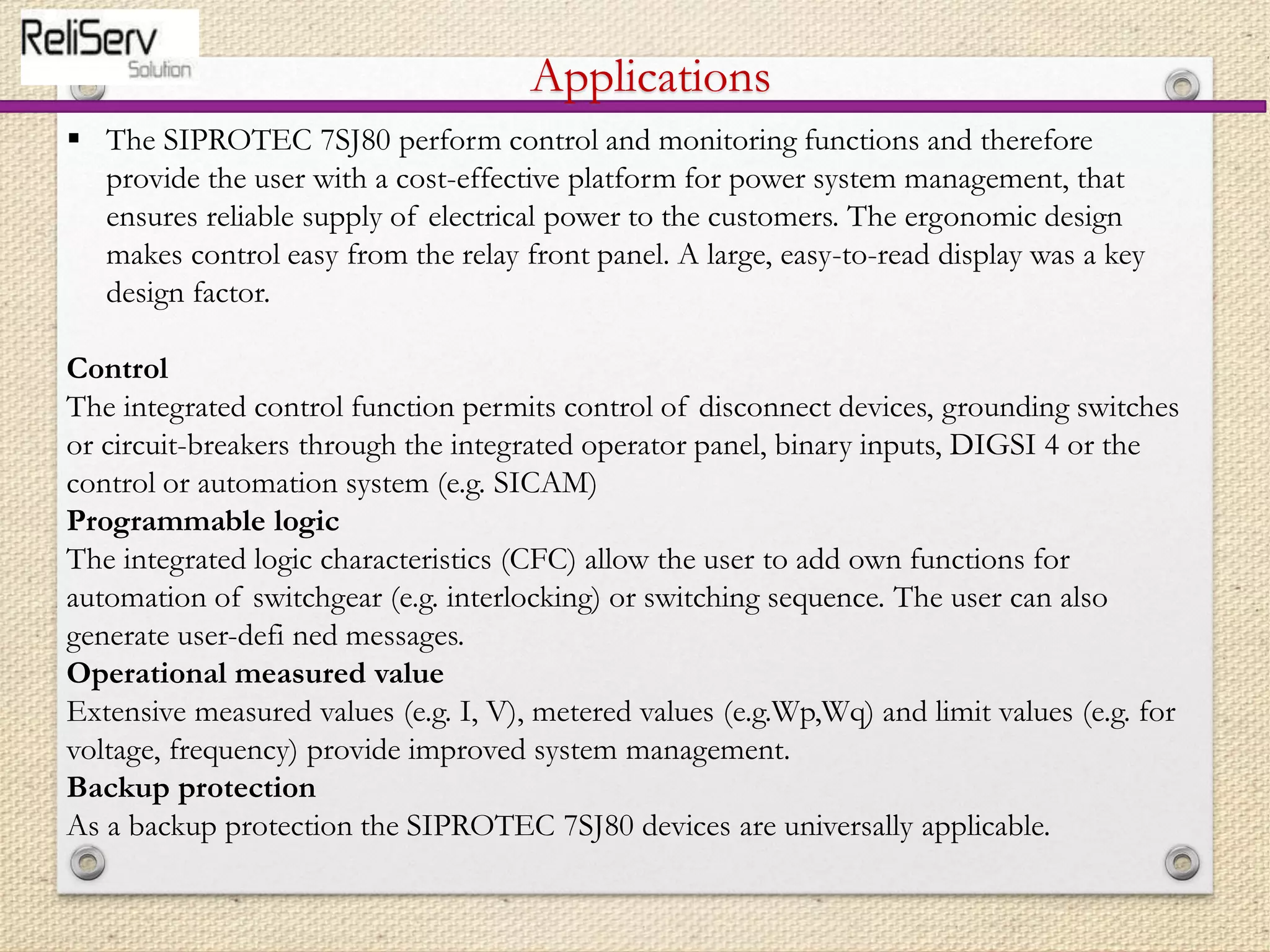 7SJ80 Overcurrent Relay | PDF
