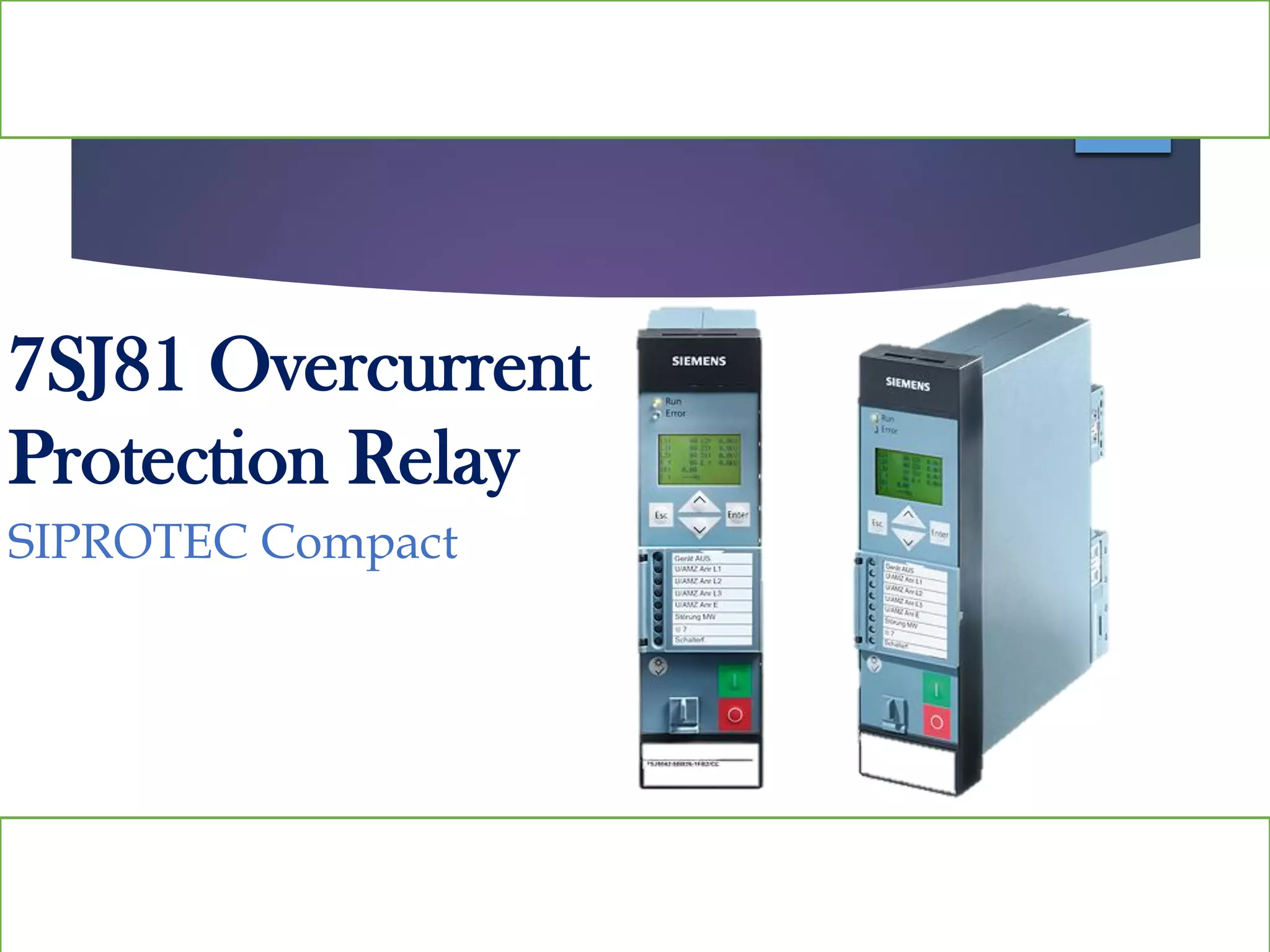 7SJ81 Overcurrent Relay | PPT