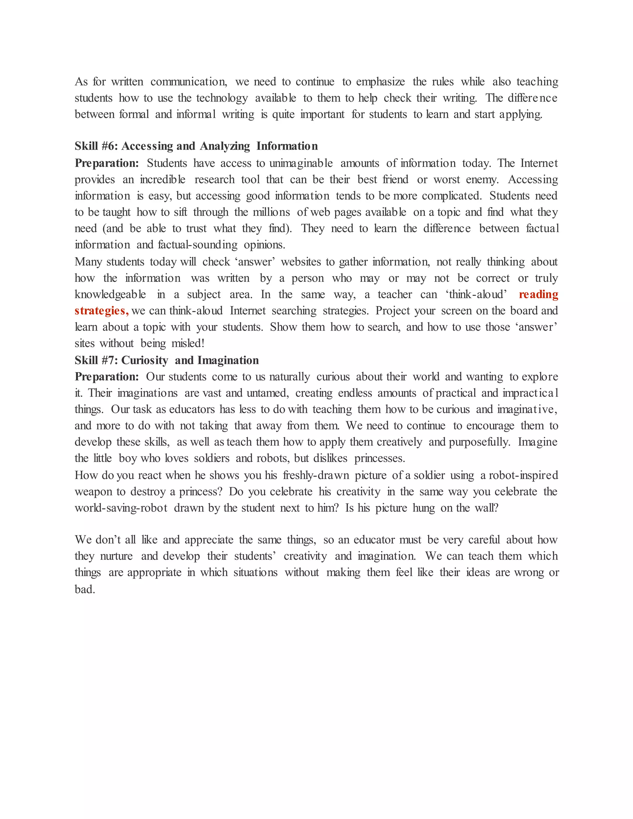 7 skills students will always need | DOCX