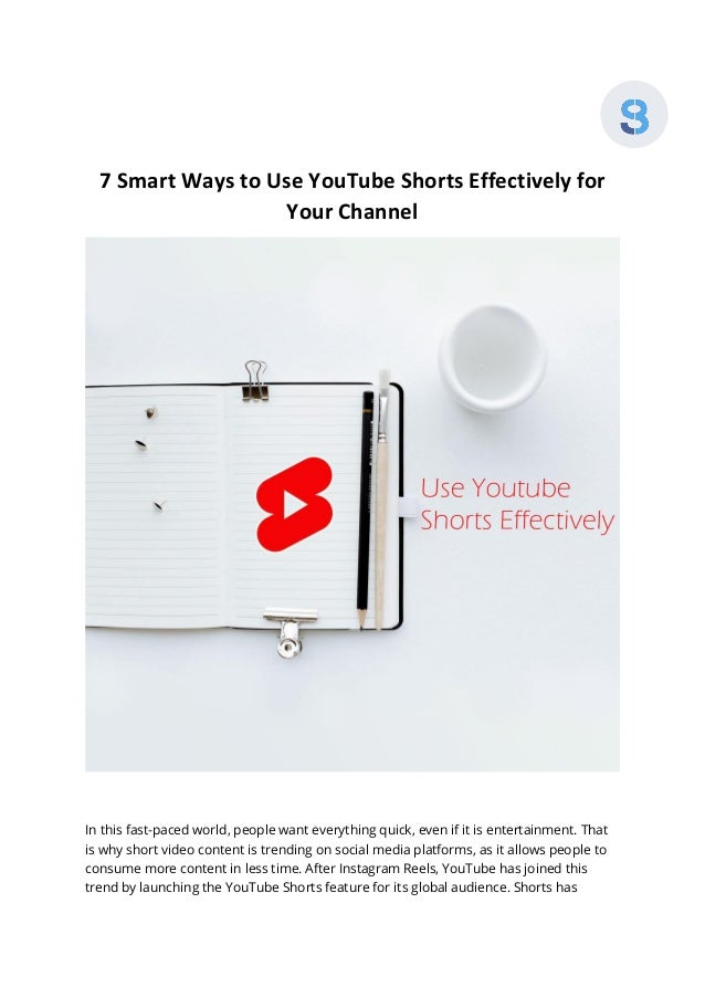 7 Smart Ways to Use YouTube Shorts Effectively for Your Channel | PDF