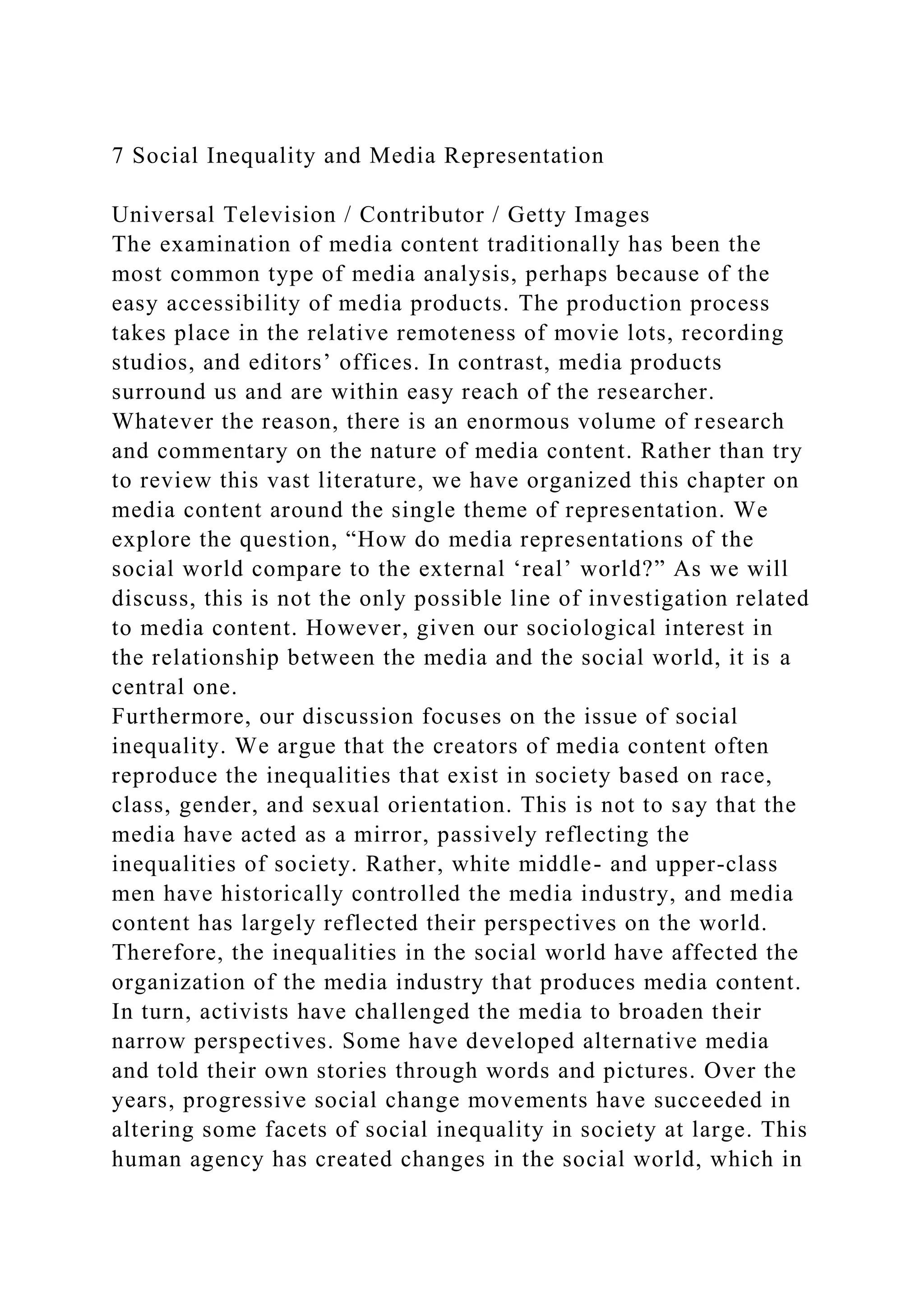 7 Social Inequality and Media RepresentationUniversal Television.docx