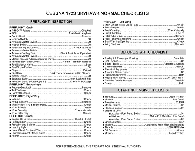 CheckList C172 Skyhawk - jornaldoar.blogspot.com | Air Travel | Travel Type