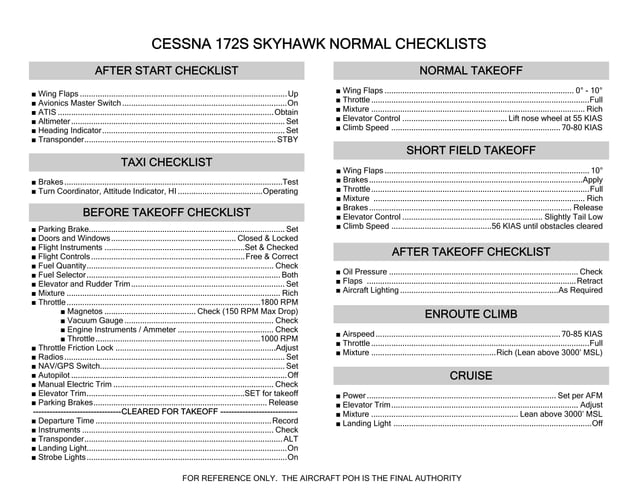CheckList C172 Skyhawk - jornaldoar.blogspot.com | Air Travel | Travel Type