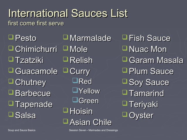 7 specialty sauces | PPT