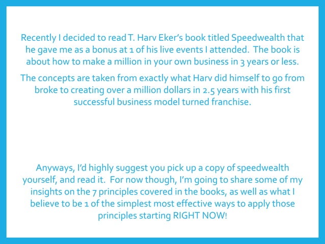 7 speedwealth principles | PPT