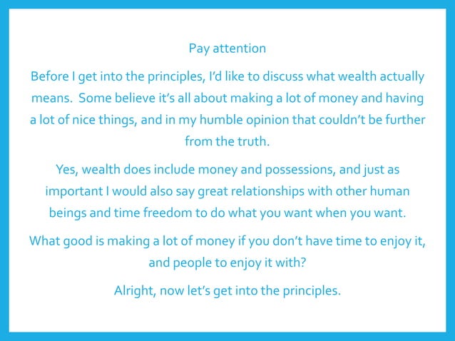 7 speedwealth principles | PPT