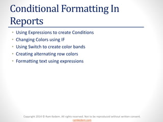 SSRS Conditional Formatting | PPT