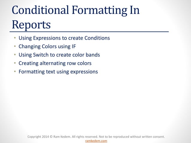 SSRS Conditional Formatting | PPT