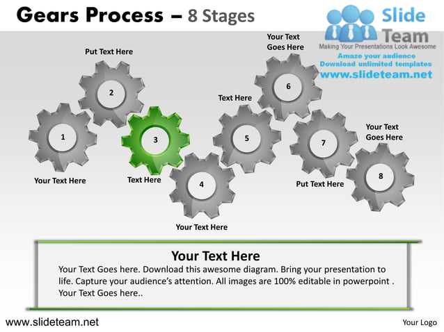 7 stages mechanical spinning gear s process powerpoint slides. | PDF