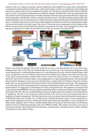 Status and Challenges in Municipal Solid Waste MSW Management in Jaipur ...