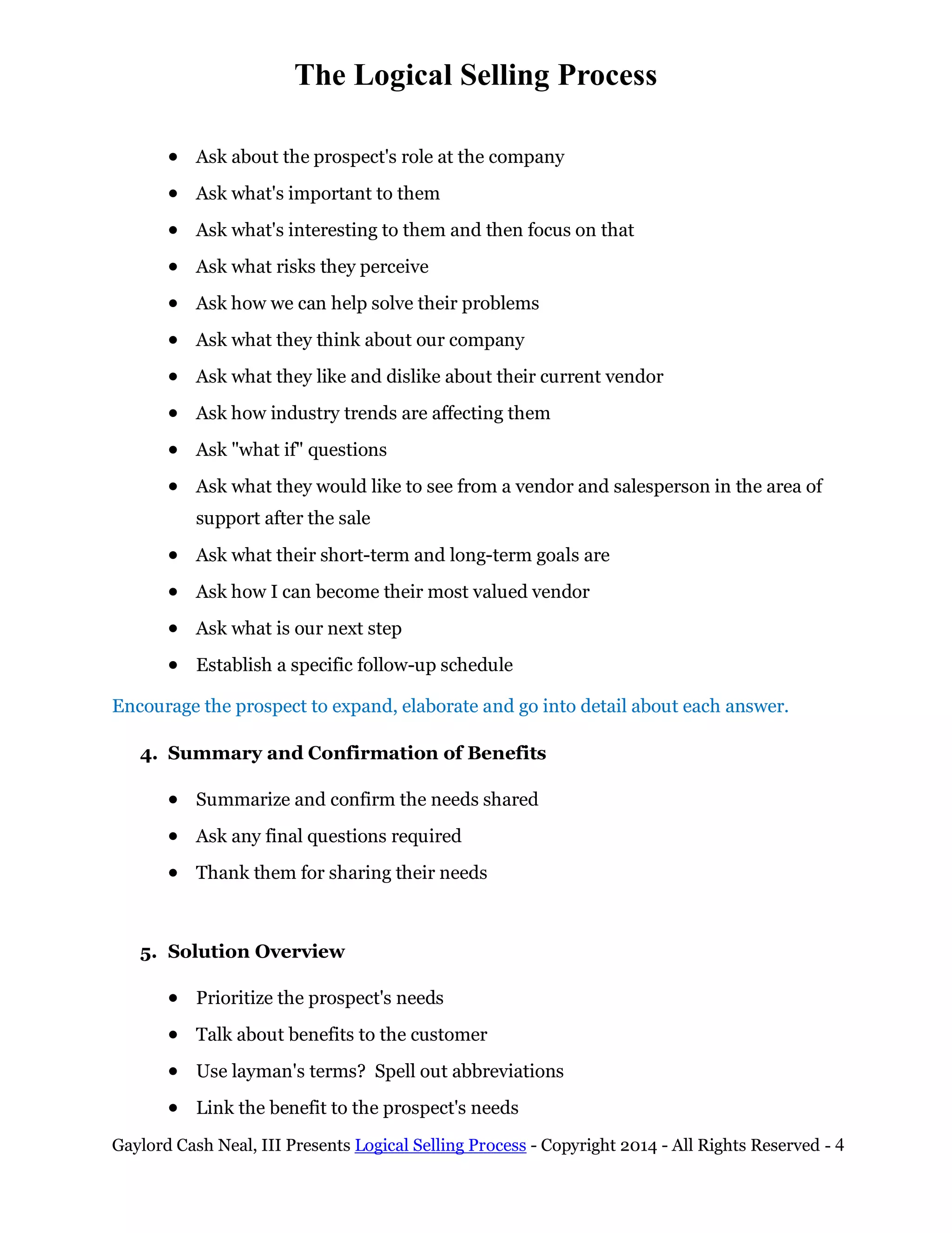 7 Step Logical Sales Process | PDF