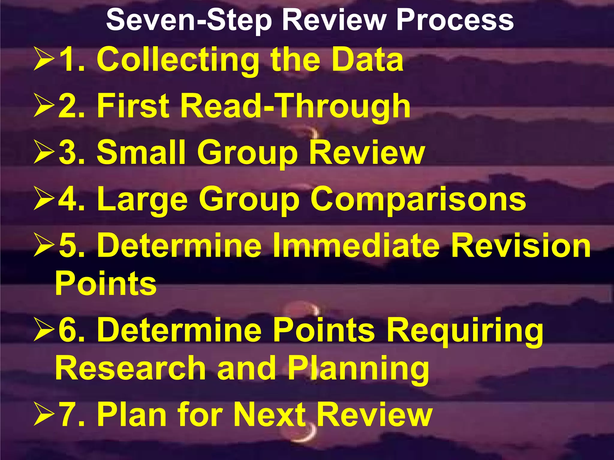 7 step review process meeting with a purpose visual | PPT