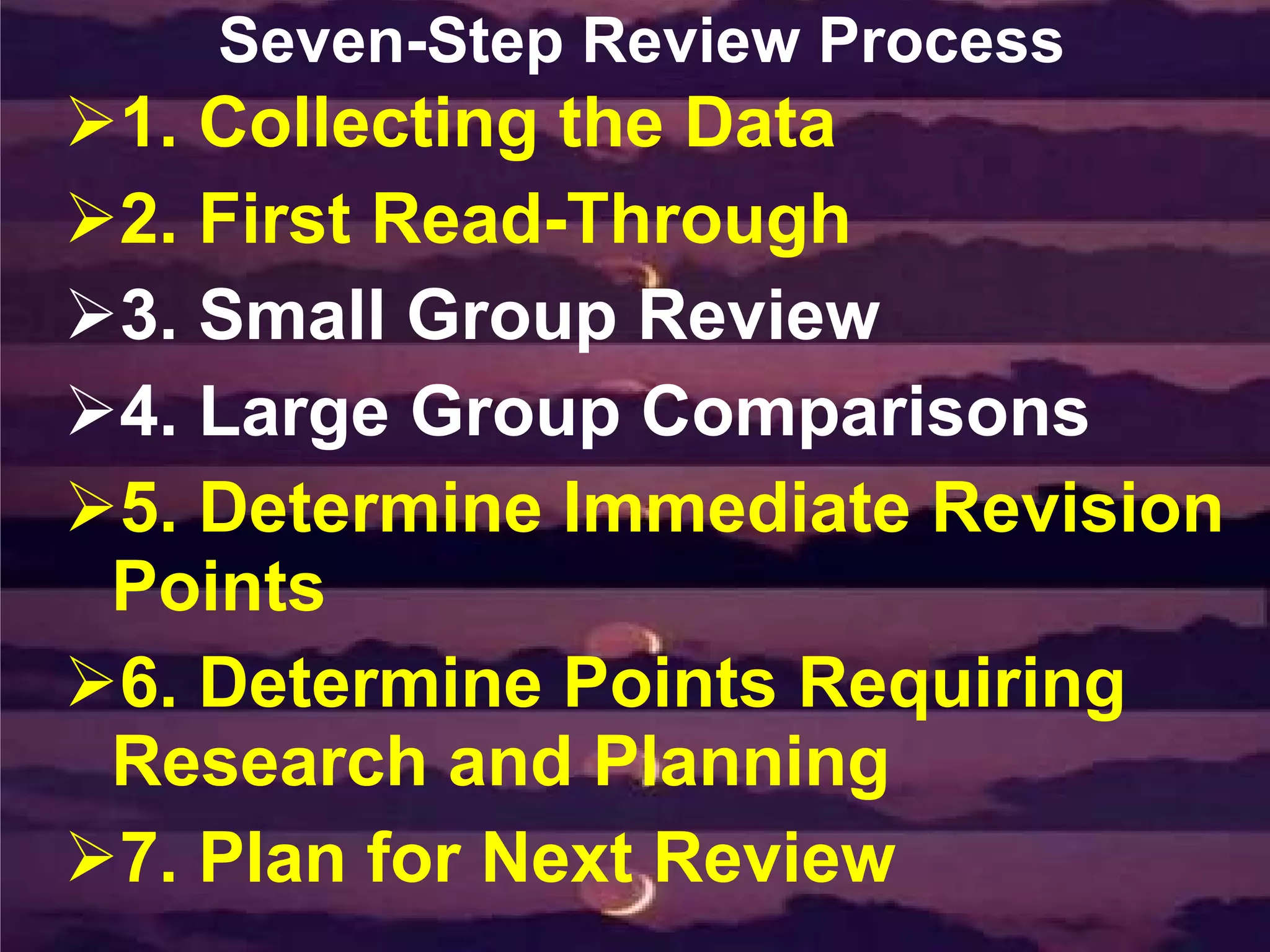 7 step review process meeting with a purpose visual | PPT