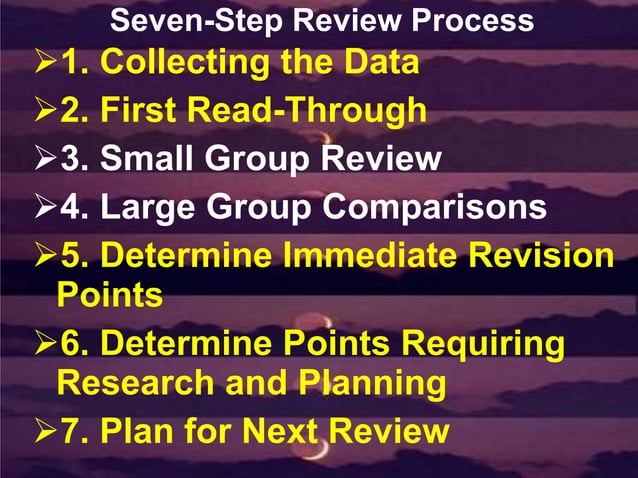 7 step review process meeting with a purpose visual | PPT