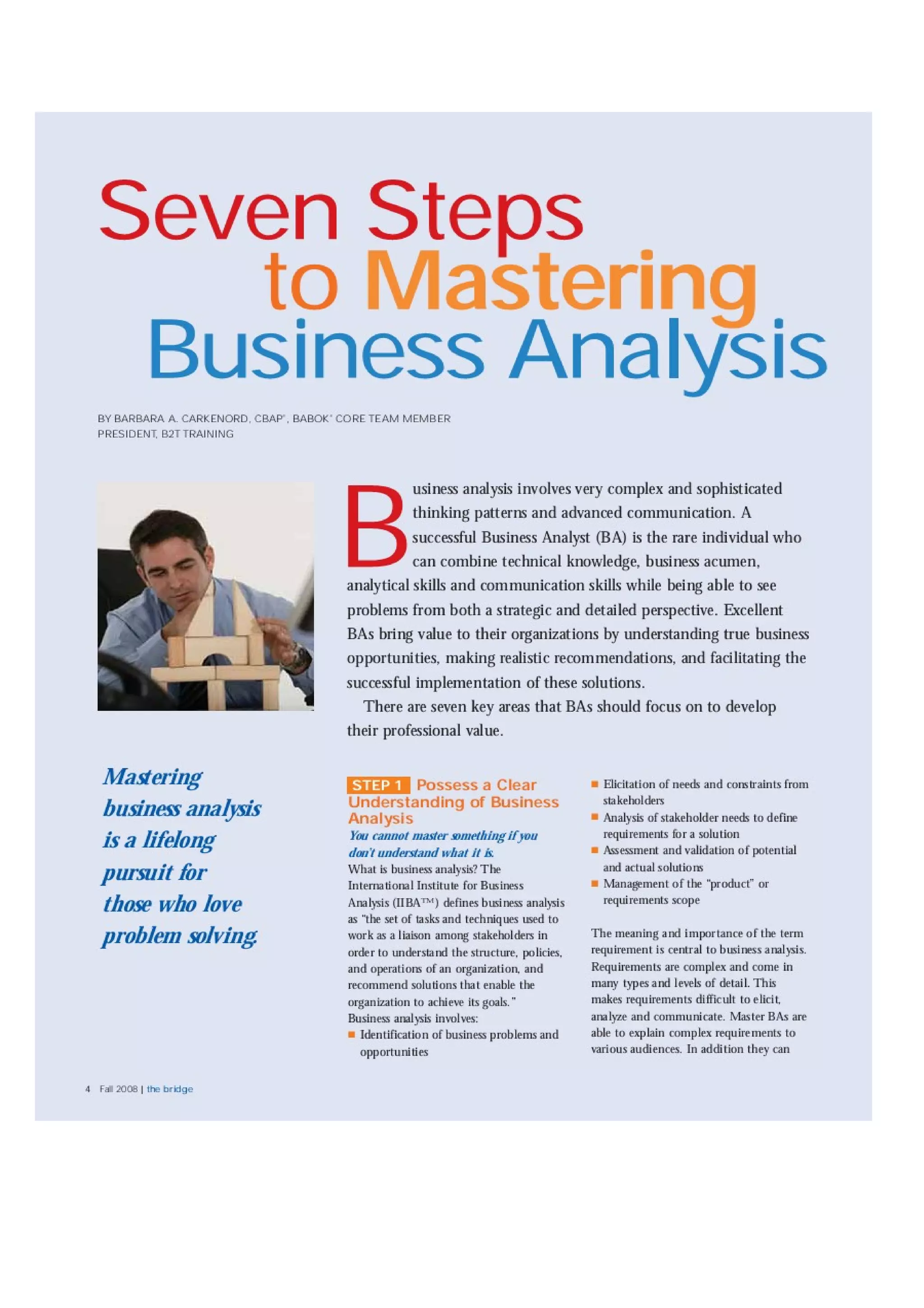 7 steps to Mastering Business Analysis | DOC