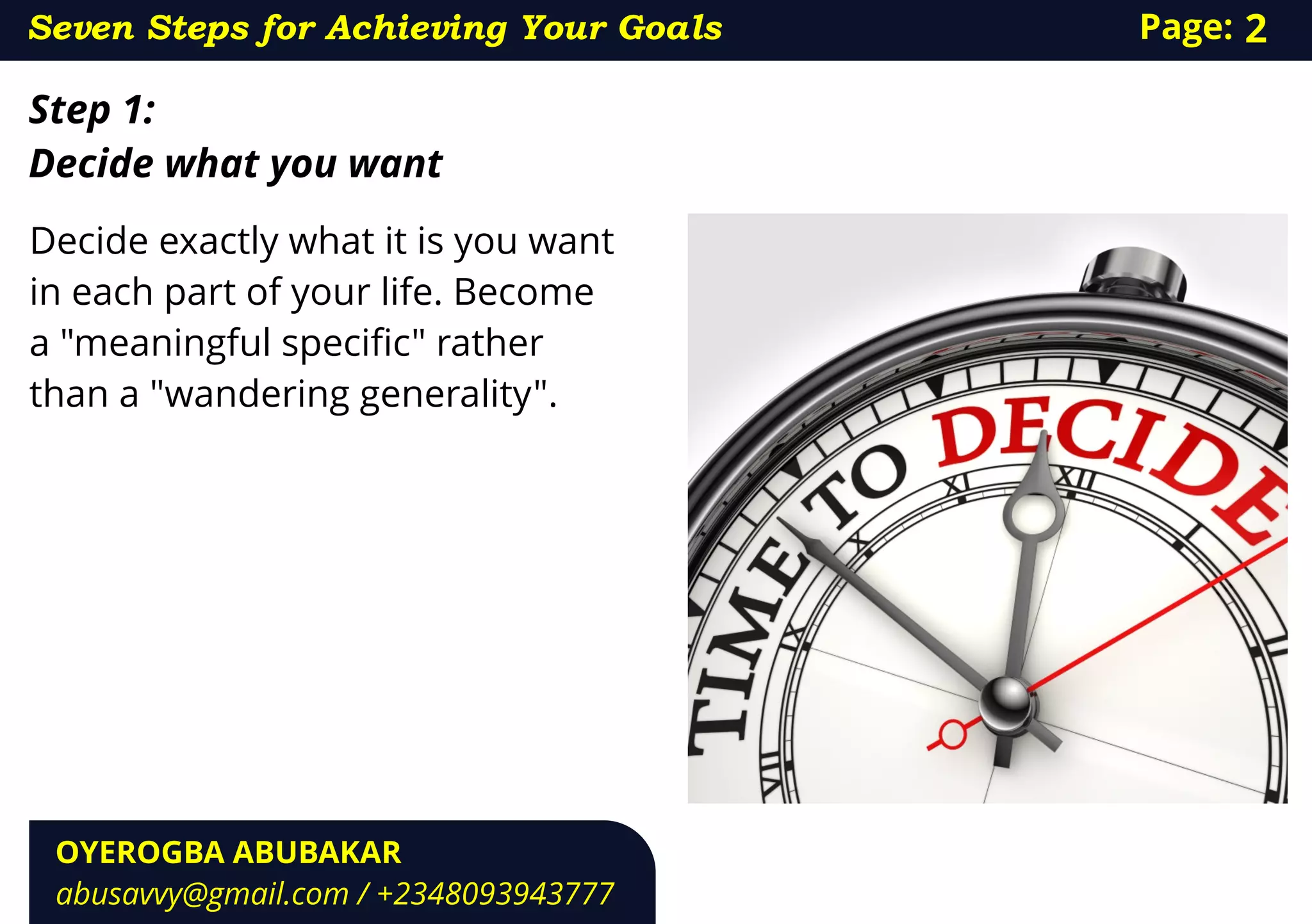 seven steps for achieving your goals | PDF
