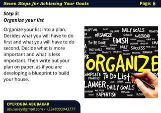 seven steps for achieving your goals | PDF