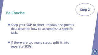 7 Steps for writing Standard Operating procedures (SOPs) | PPTX