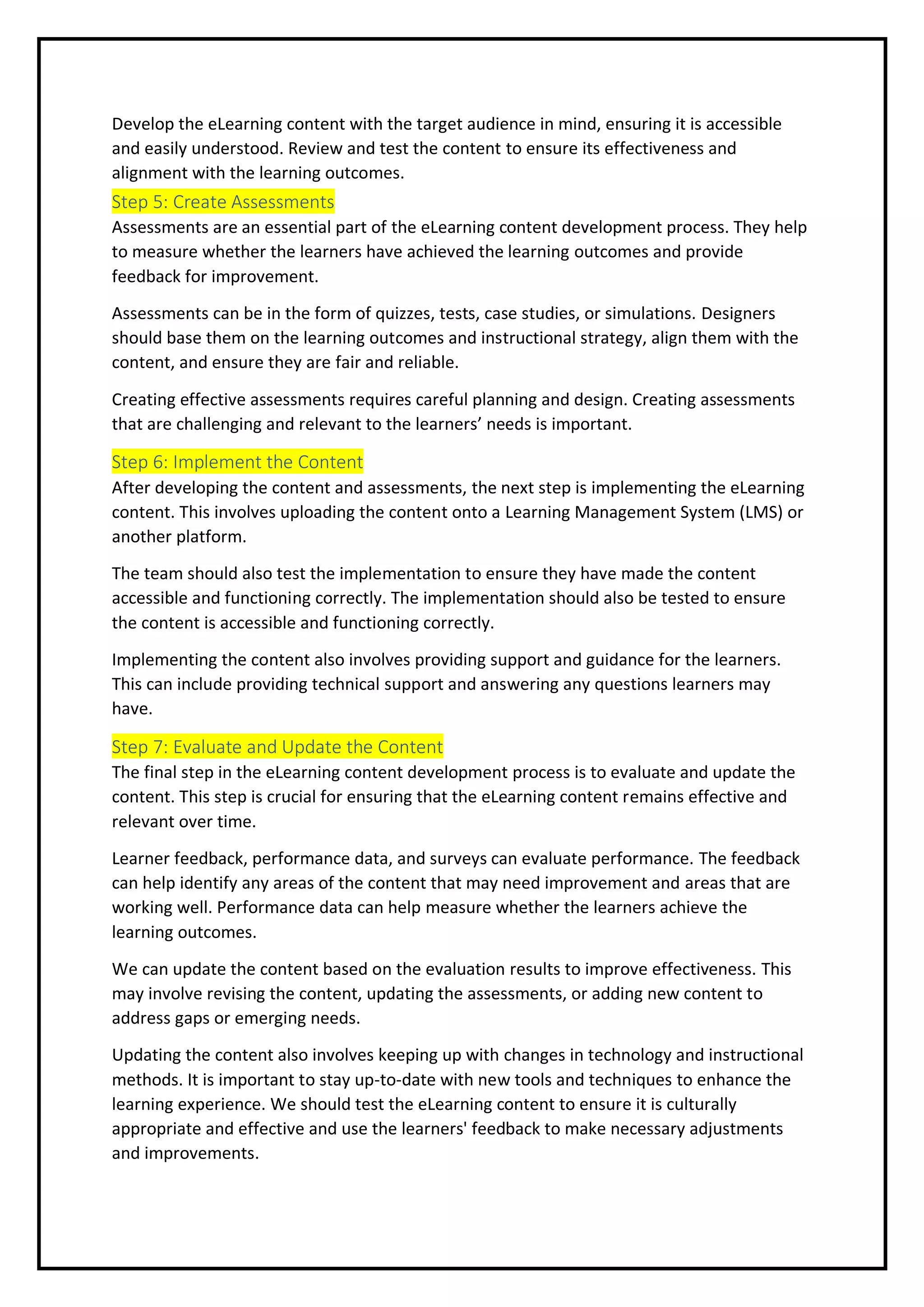 7 Steps Of eLearning Content Development Process | PDF