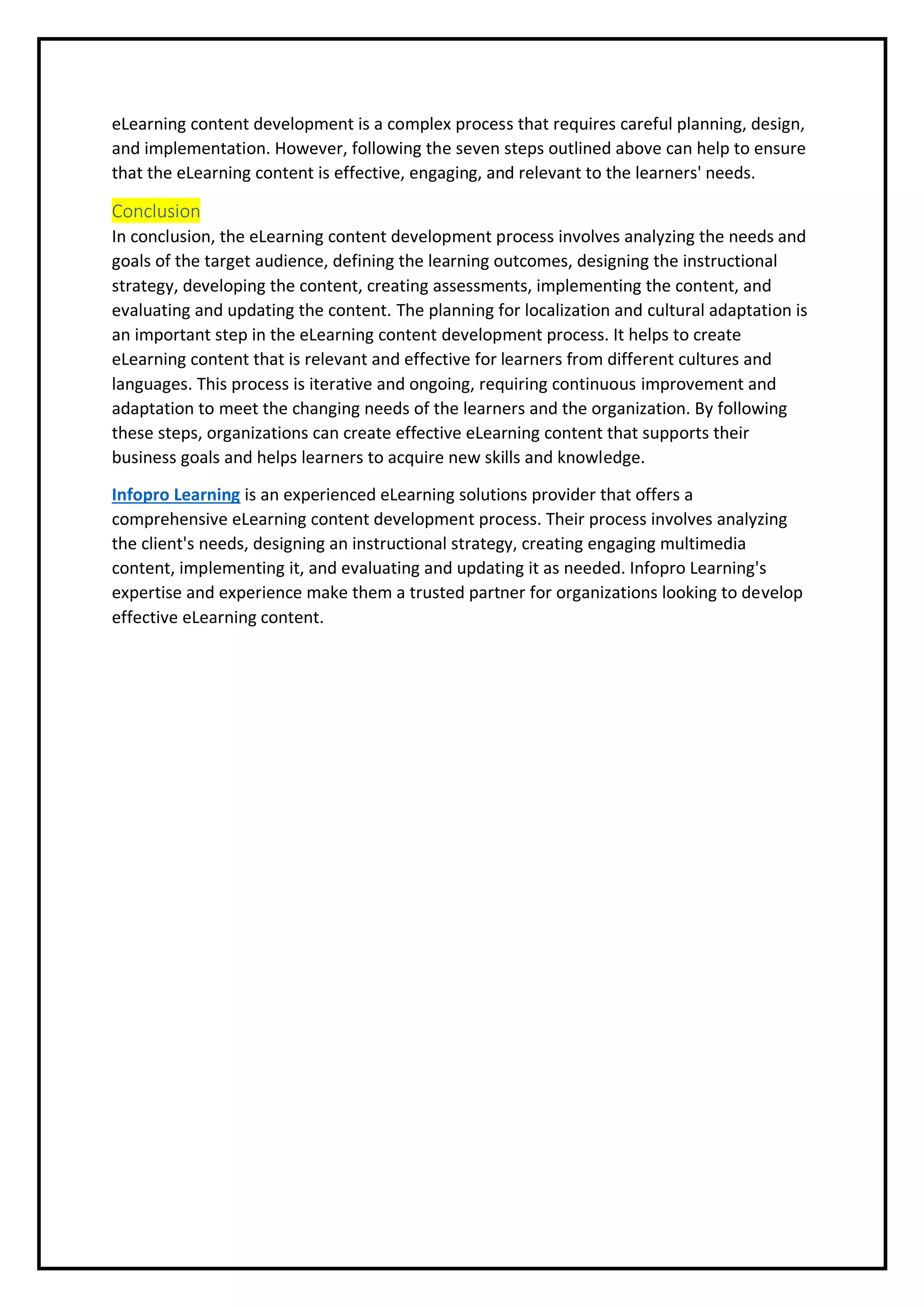 7 Steps Of eLearning Content Development Process | PDF