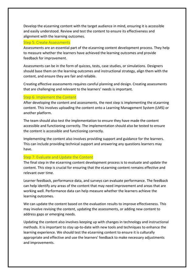 7 Steps Of eLearning Content Development Process | PDF