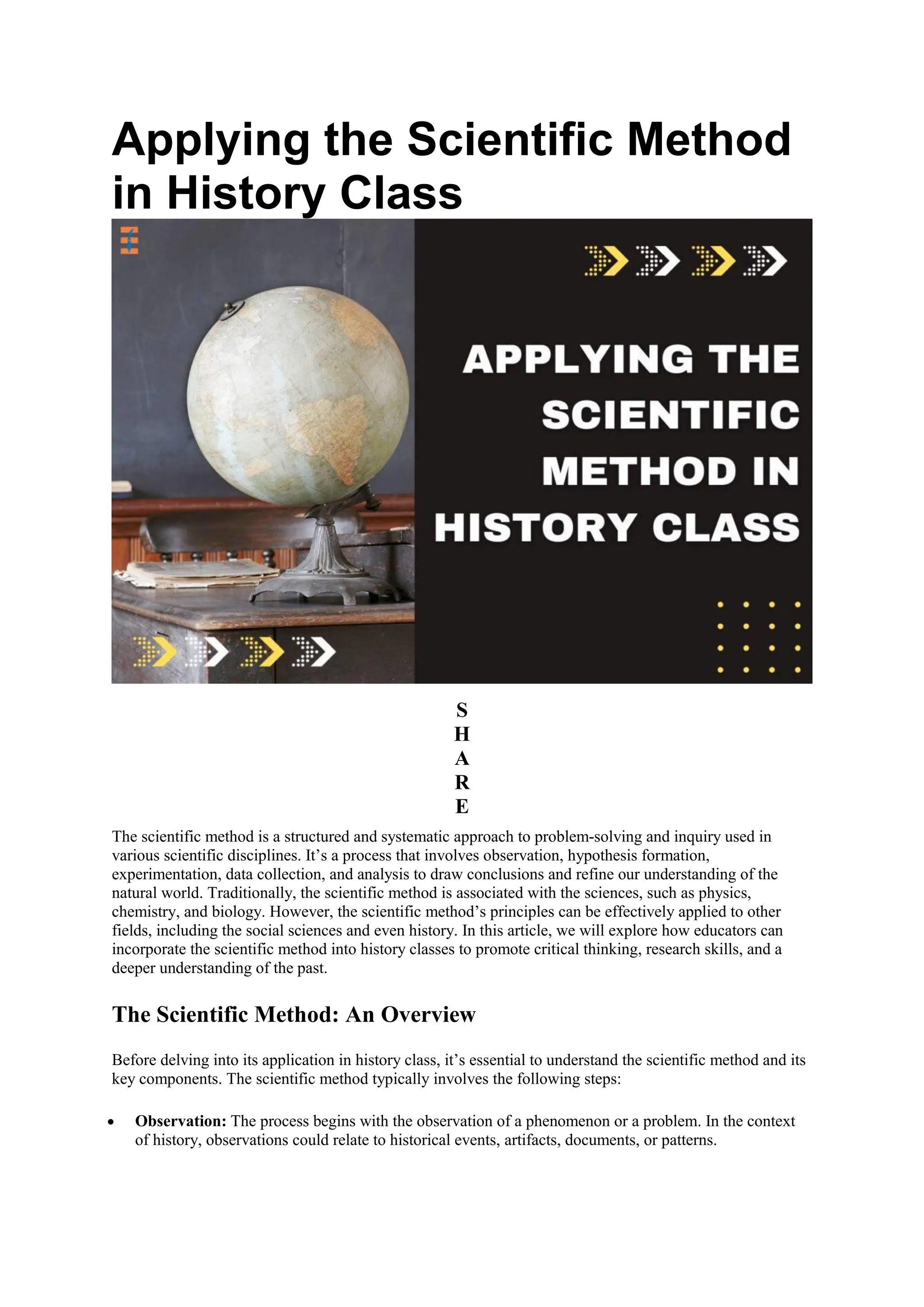 7 Steps To Applying The Scientific Method In History Class | Future ...