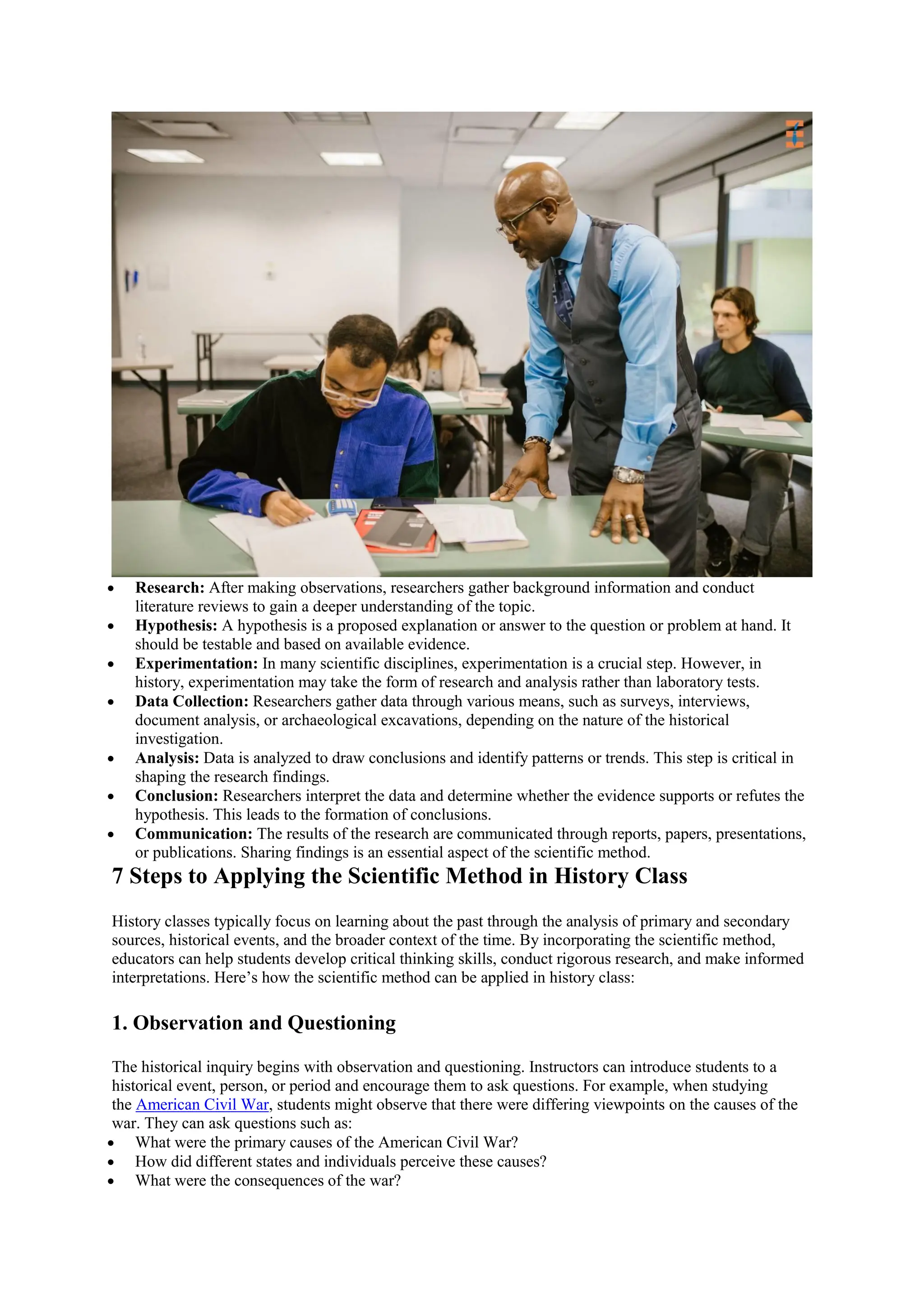 7 Steps To Applying The Scientific Method In History Class | Future ...