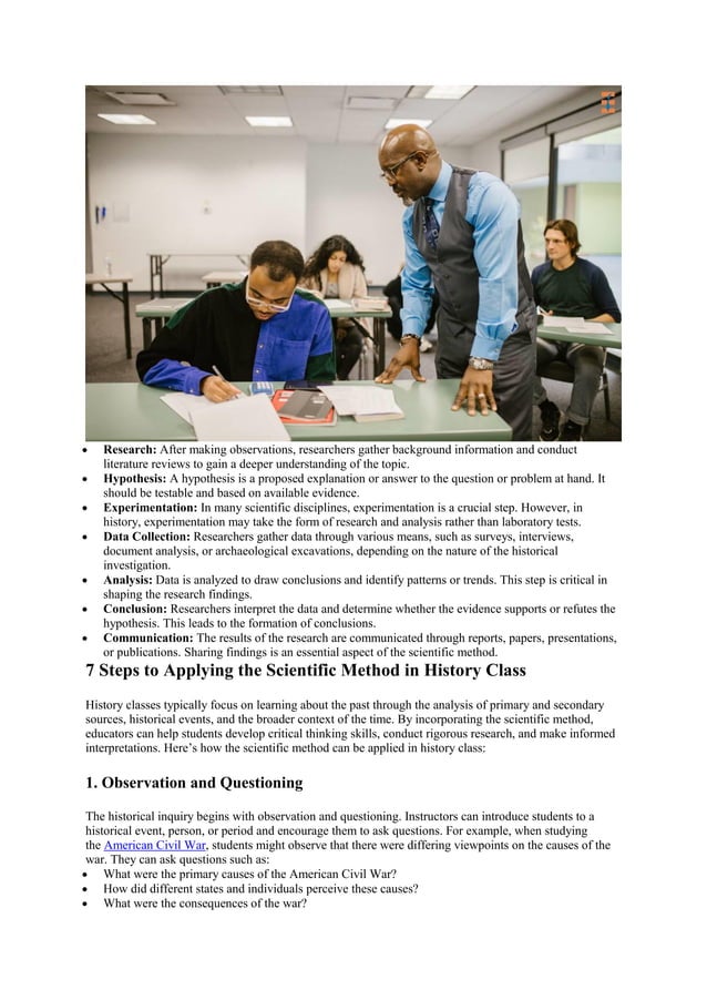 7 Steps To Applying The Scientific Method In History Class | Future ...
