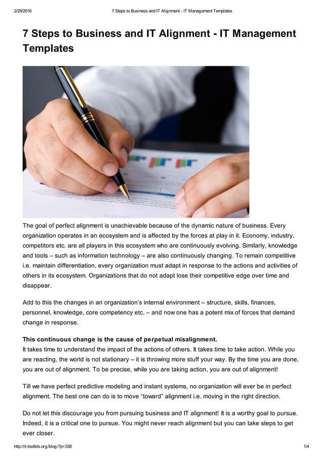 7 steps to business and it alignment it management templates | PDF | IT ...
