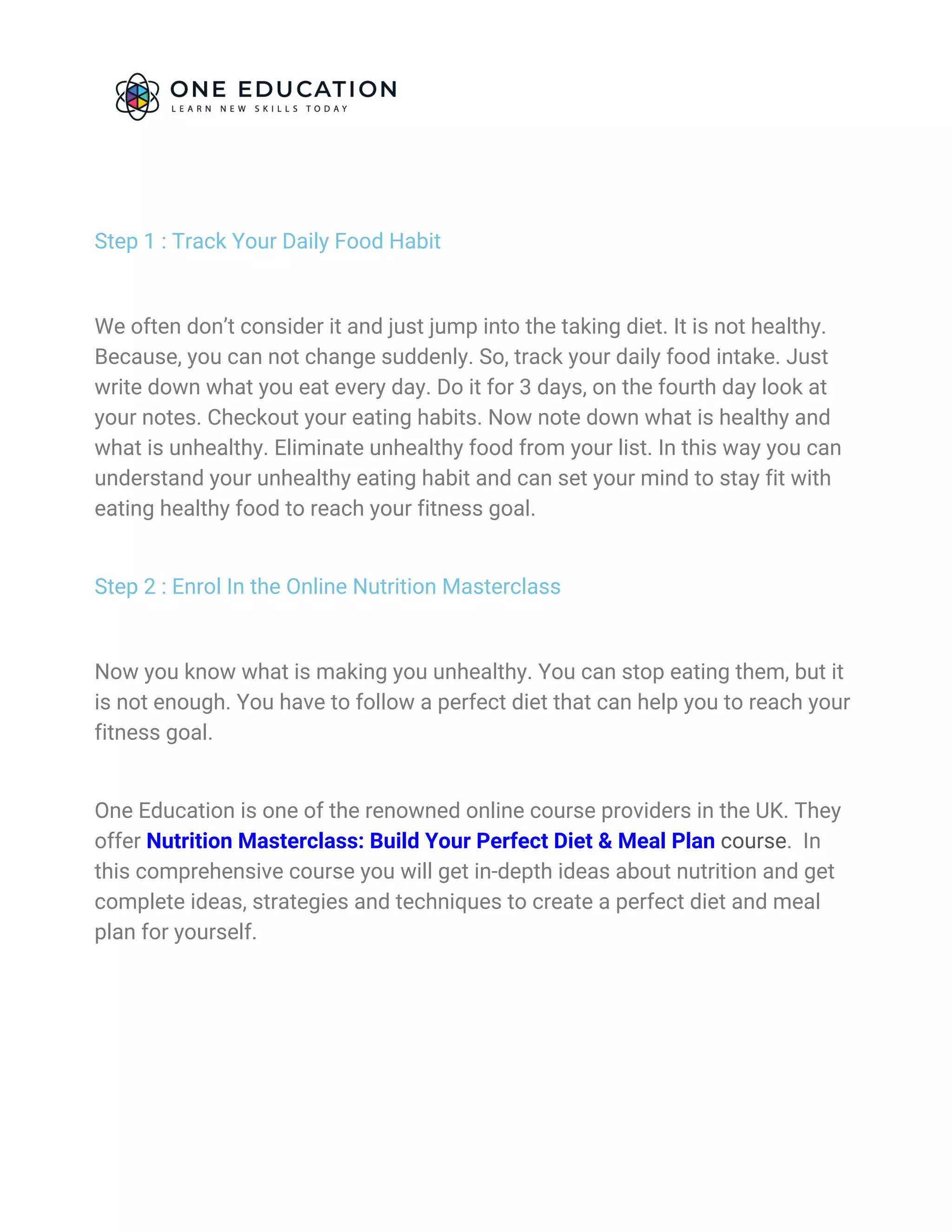 7 steps to create your own fitness and diet plan | PDF