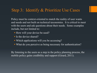 7 steps to developing a mobile device policy | PPT